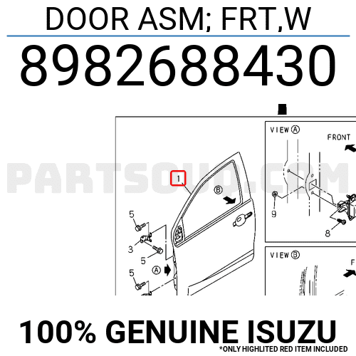 DOOR ASM; FRT,W 8982688430 | Isuzu Parts | PartSouq