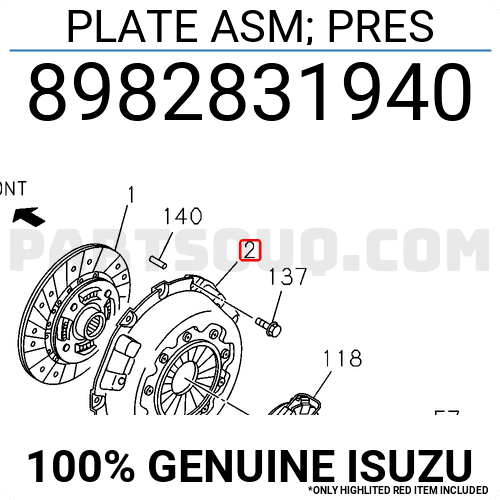 PLATE ASM; PRES 8982831940 | Isuzu Parts | PartSouq