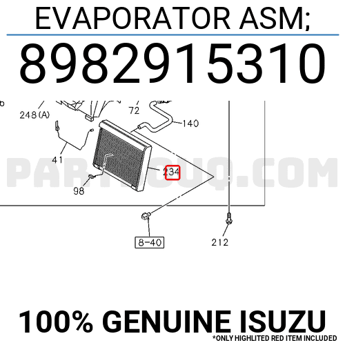 RADIATOR ASSY, HEATER 8982915310 | Isuzu Parts | PartSouq
