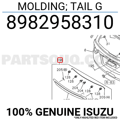 MOLDING; TAIL G 8982958310 | Isuzu Parts | PartSouq