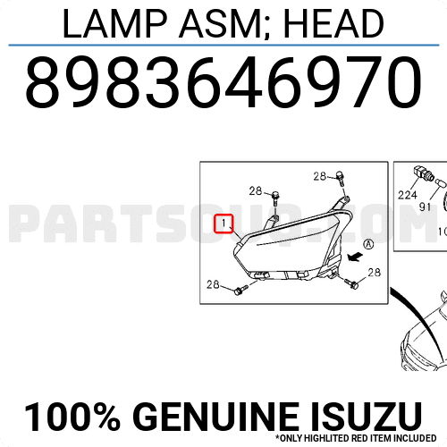 LAMP ASM; HEAD 8983646970 | Isuzu Parts | PartSouq