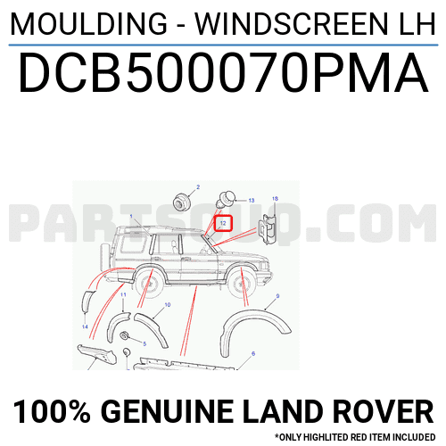 MOULDING - WINDSCREEN LH DCB500070PMA | Land Rover Parts | PartSouq