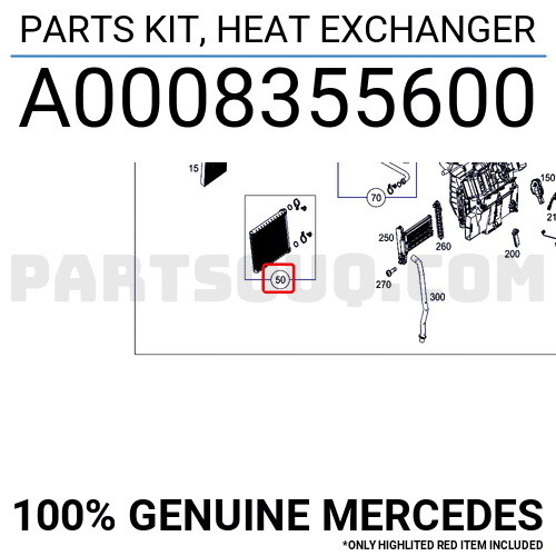 PARTS KIT, HEAT EXCHANGER A0008355600 | MERCEDES Parts | PartSouq