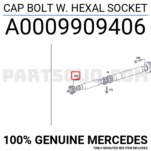 CAP BOLT W. HEXAL SOCKET A0009909406 | MERCEDES Parts | PartSouq