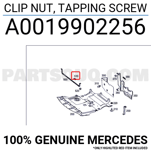 CLIP NUT, TAPPING SCREW A0019902256 | MERCEDES Parts | PartSouq