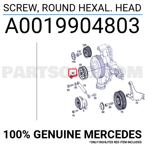 SCREW, ROUND HEXAL. HEAD A0019904803 | MERCEDES Parts | PartSouq
