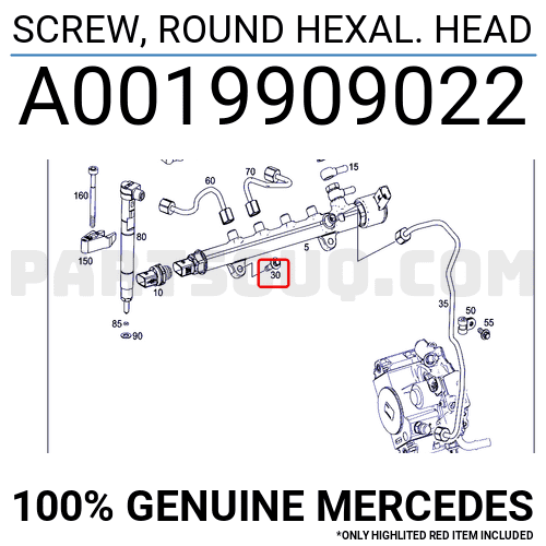 SCREW, ROUND HEXAL. HEAD A0019909022 | MERCEDES Parts | PartSouq