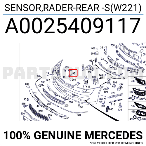 SENSOR,RADER-REAR -S(W221) A0025409117 | MERCEDES Parts | PartSouq