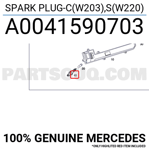 SPARK PLUG-C(W203),S(W220) A0041590703 | MERCEDES Parts | PartSouq
