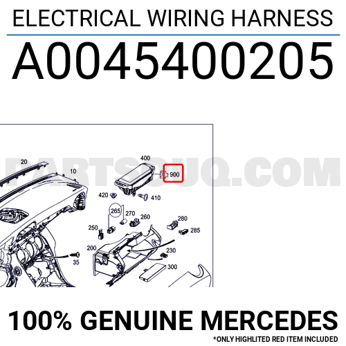 ELECTRICAL WIRING HARNESS A0045400205 | MERCEDES Parts | PartSouq
