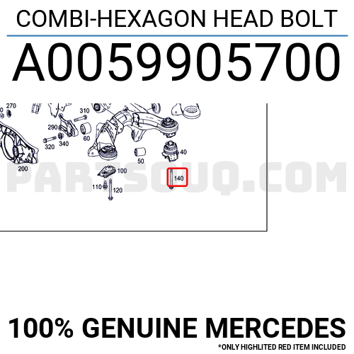 COMBI-HEXAGON HEAD BOLT A0059905700 | MERCEDES Parts | PartSouq
