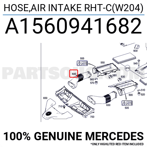 HOSE,AIR INTAKE RHT-C(W204) A1560941682 | MERCEDES Parts | PartSouq