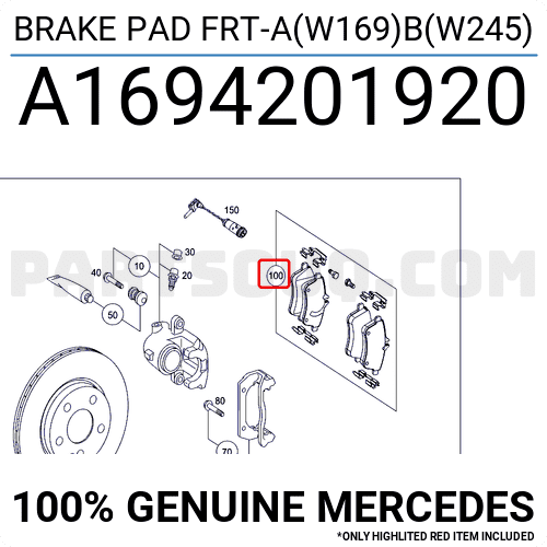 BRAKE PAD FRT-A(W169)B(W245) A1694201920 | MERCEDES Parts | PartSouq