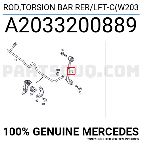ROD,TORSION BAR RER/LFT-C(W203 A2033200889 | MERCEDES Parts | PartSouq