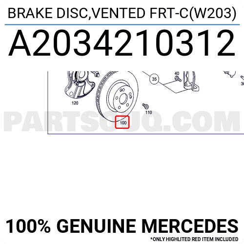BRAKE DISC,VENTED FRT-C(W203) A2034210312 | MERCEDES Parts | PartSouq