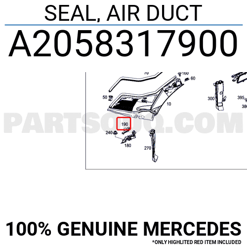SEAL, AIR DUCT A2058317900 | MERCEDES Parts | PartSouq