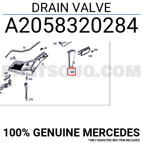 DRAIN VALVE A2058320284 | MERCEDES Parts | PartSouq