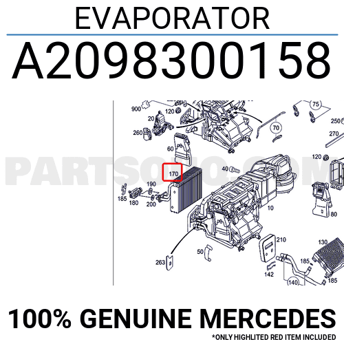EVAPORATOR A2098300158 | MERCEDES Parts | PartSouq