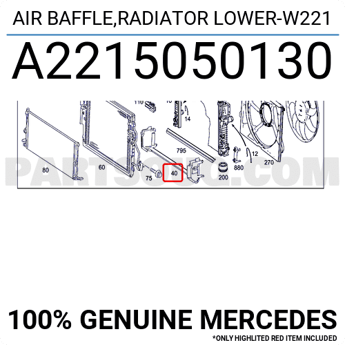 AIR BAFFLE,RADIATOR LOWER-W221 A2215050130 | MERCEDES Parts | PartSouq