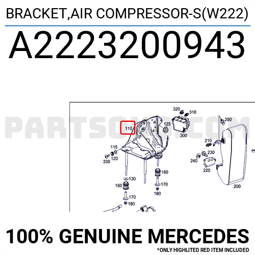 BRACKET,AIR COMPRESSOR-S(W222) A2223200943 | MERCEDES Parts | PartSouq