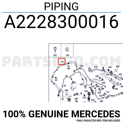 PIPING A2228300016 | MERCEDES Parts | PartSouq