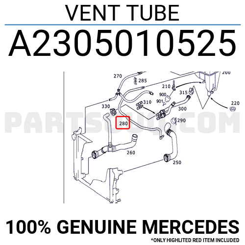 VENT TUBE A2305010525 | MERCEDES Parts | PartSouq