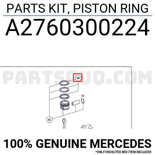 PARTS KIT, PISTON RING A2760300224 | MERCEDES Parts | PartSouq