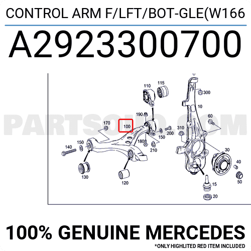 CONTROL ARM F/LFT/BOT-GLE(W166 A2923300700 | MERCEDES Parts | PartSouq