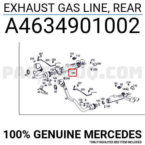 EXHAUST GAS LINE, REAR A4634901002 | MERCEDES Parts | PartSouq