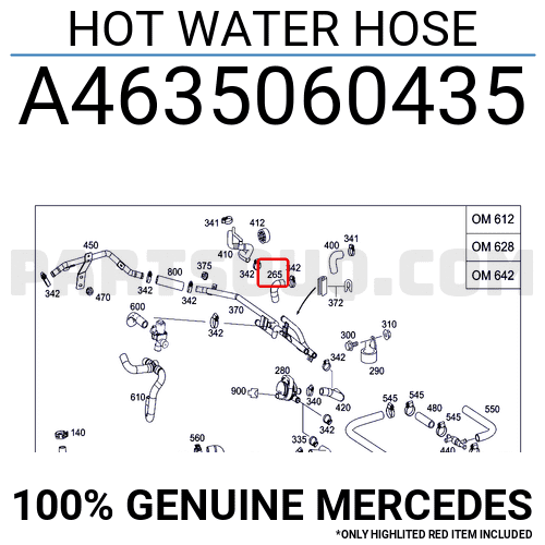HOT WATER HOSE A4635060435 | MERCEDES Parts | PartSouq