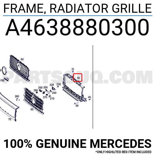FRAME, RADIATOR GRILLE A4638880300 | MERCEDES Parts | PartSouq