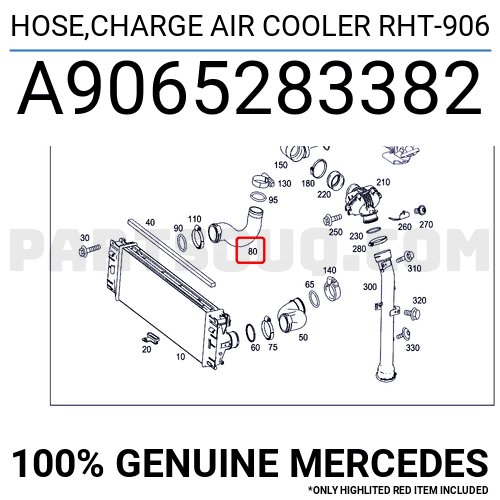 HOSE,CHARGE AIR COOLER RHT-906 A9065283382 | MERCEDES Parts | PartSouq