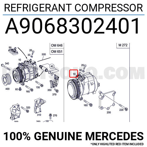 REFRIGERANT COMPRESSOR A9068302401 | MERCEDES Parts | PartSouq
