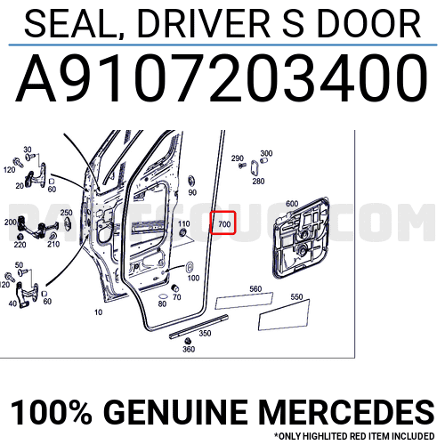 SEAL, DRIVER S DOOR A9107203400 | MERCEDES Parts | PartSouq