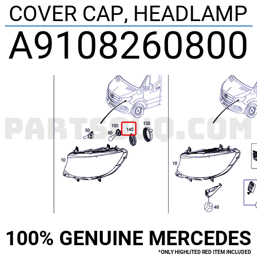 COVER CAP, HEADLAMP A9108260800 | MERCEDES Parts | PartSouq