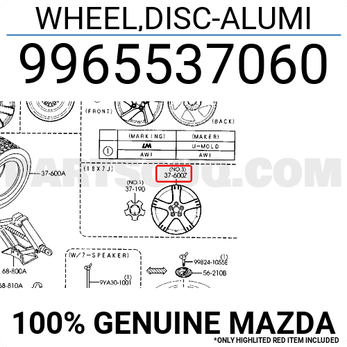 WHEEL,DISC-ALUMI 9965537060 | Mazda Parts | PartSouq