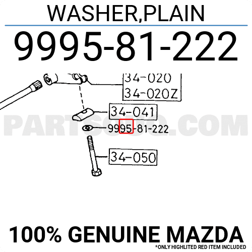 WASHER,PLAIN 999581222 | Mazda Parts | PartSouq