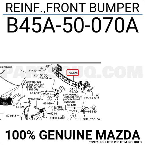 REINF.,FRONT BUMPER B45A50070A | Mazda Parts | PartSouq