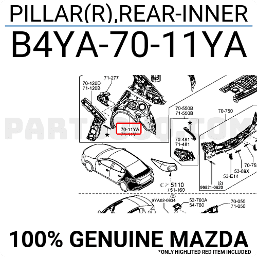 PILLAR(R),REAR-INNER B4YA7011YA | Mazda Parts | PartSouq