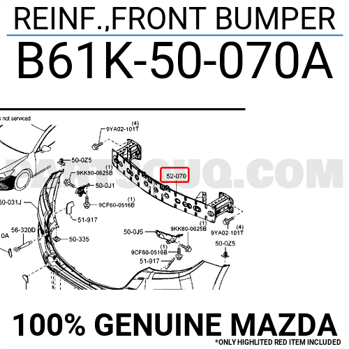REINF.,FRONT BUMPER B61K50070A | Mazda Parts | PartSouq