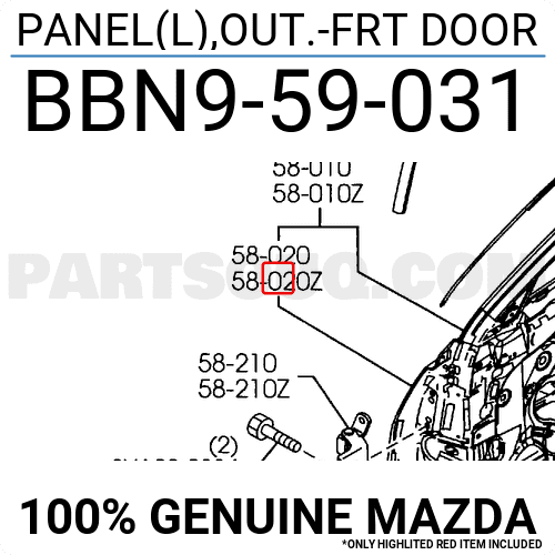 PANEL(L),OUT.-FRT DOOR BBN959031 | Mazda Parts | PartSouq