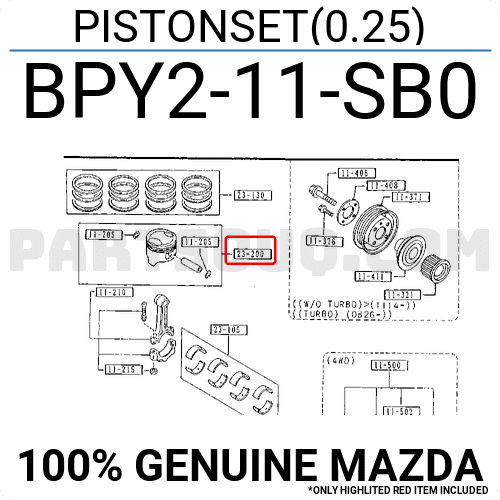PISTONSET(0.25) BPY211SB0 | Mazda Parts | PartSouq