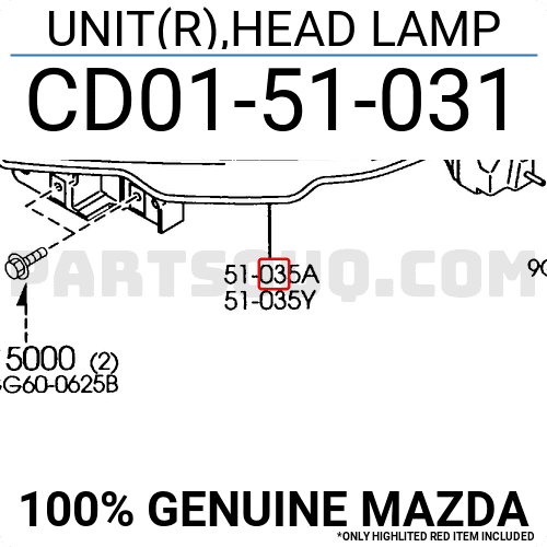 UNIT(R),HEAD LAMP CD0151031 | Mazda Parts | PartSouq
