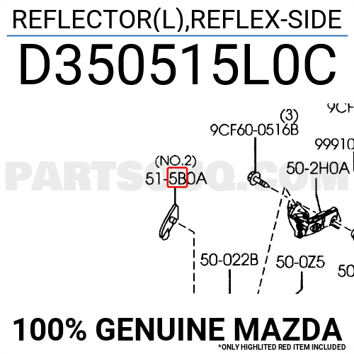 REFLECTOR(L),REFLEX-SIDE D350515L0C | Mazda Parts | PartSouq