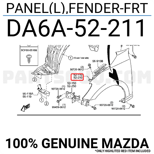 PANEL(L),FENDER-FRT DA6A52211 | Mazda Parts | PartSouq