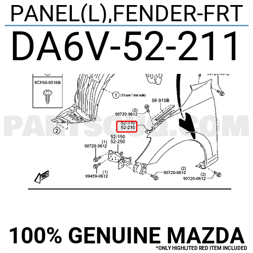PANEL(L),FENDER-FRT DA6V52211 | Mazda Parts | PartSouq