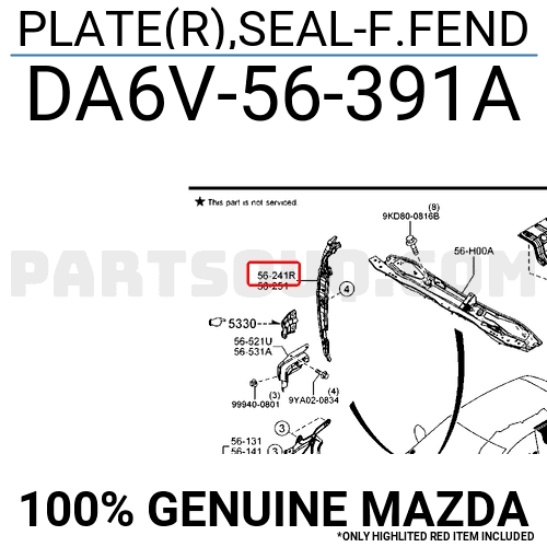 PLATE(R),SEAL-F.FEND DA6V56391A | Mazda Parts | PartSouq