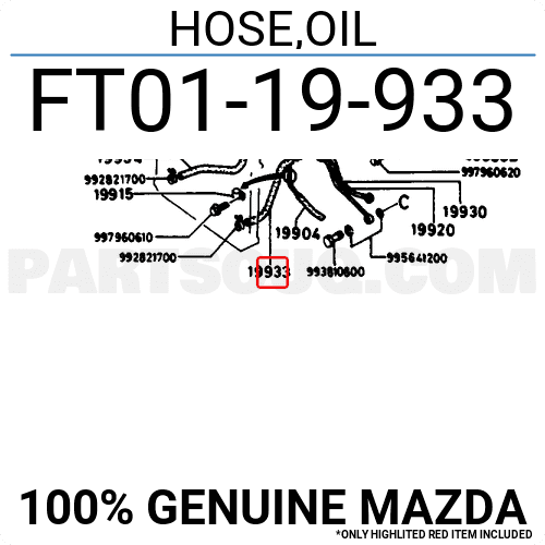 HOSE,OIL FT0119933 | Mazda Parts | PartSouq