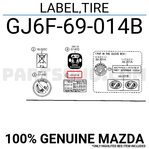 LABEL,TIRE GJ6F69014B | Mazda Parts | PartSouq