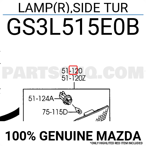 LAMP(R),SIDE TUR GS3L515E0B | Mazda Parts | PartSouq